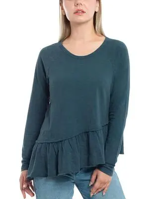 WILT CLOTHING Raglan Asymmetric Peplum Hem Tee - Legion Blue