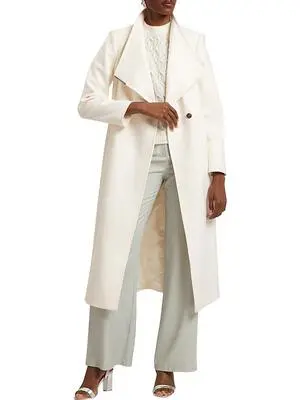 Ted Baker London Wool Blend Wrap Coat - Ivory