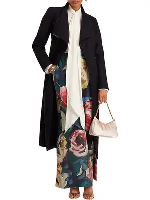 Ted Baker London Wool Blend Wrap Coat - Navy