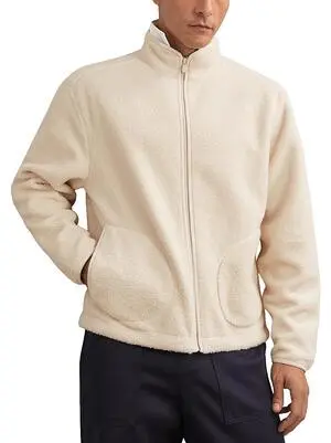 REISS Zip Through Fleece Jacket - Ecru