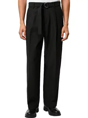 REISS Wide Leg Relaxed Fit Trousers - Black