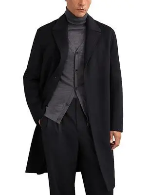 REISS Wool Blend Overcoat - Navy