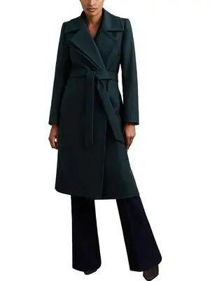 REISS Mid-length Belted Coat - Teal