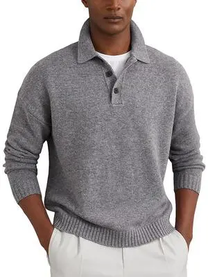 REISS Relaxed-fit Wool Blend Sweater - Grey Melange