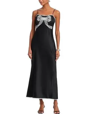 LoveShackFancy Isolie Lace Bow Crepe Maxi Dress - Black