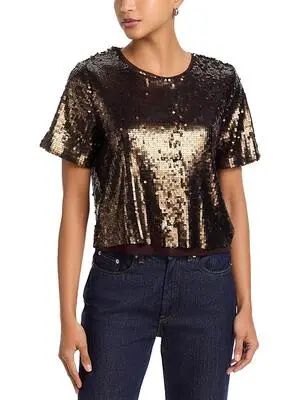 Rag & Bone Lucy Sequin Tee - Coffee