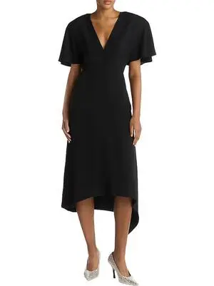 Stella McCartney Envers Satin Matt Side V-neck Dress - Black