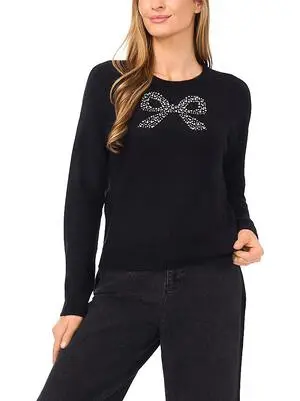 CECE DUPRAZ Sequined Bow Sweater - Rich Black