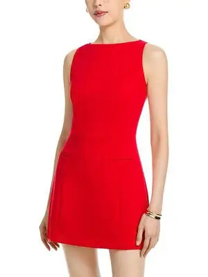 French Connection Whisper Boat Neck Mini Dress - Crimson Red