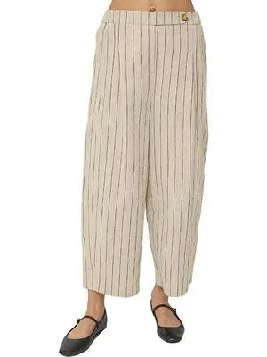Central Park West Rose Mid-rise Pleated Straight Pant - Khaki