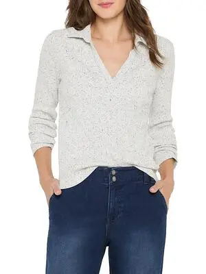 NIC+ZOE Ribbed Long Sleeve Polo Top - Reflection