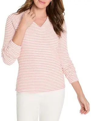 NIC+ZOE Soft Thermal Split Neck Top - Pink Multi