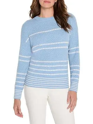 NIC+ZOE Circle Around Cotton Cashmere Sweater - Blue Multi