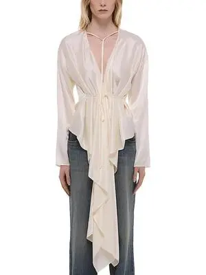 Helmut Lang Silk Draped Scarf Top - Ivory
