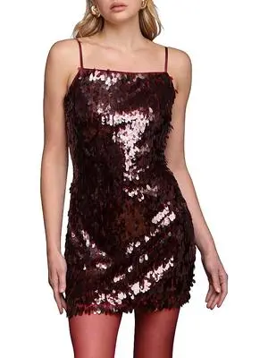Avec Les Filles Square Neck Mini Dress - Burgundy