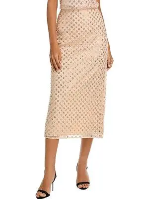 MILLY Rosemary Sequin Embroidered Skirt - Nude