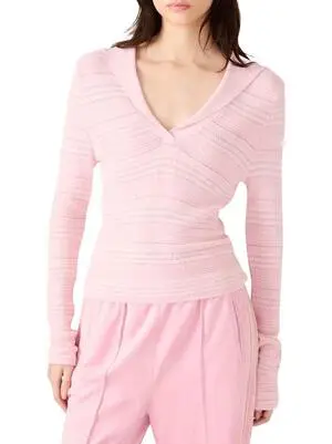 Steve Madden Stripe Sailor Collar Sweater - Prism Pink