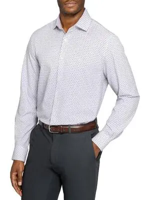 W.R.K Regular Fit Duo Geo Print Performance Dress Shirt - White/black/red
