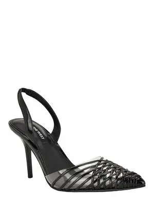 Nine West Pemma Slingback Pointed Cap Toe Pumps Black