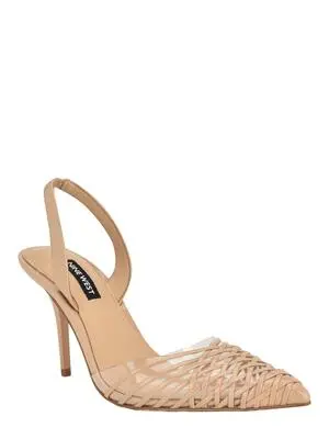 Nine West Pemma Slingback Pointed Cap Toe Pumps Light Pink