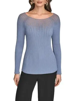 Donna Karan New York Mixed Media Knit Top - Tempest