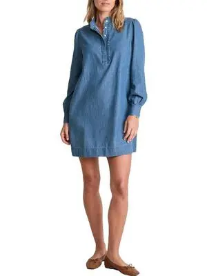 Vineyard Vines Popover Long Sleeve Chambray Dress - Morning Mist