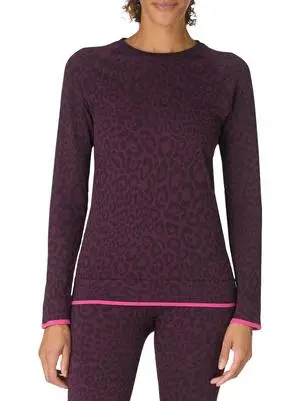 Sweaty Betty Sweaty Betty Animal Print Base Layer Top Purple Leo Jacquard