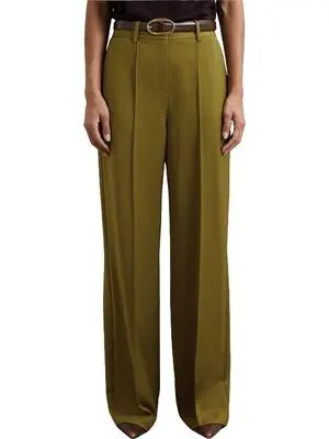 REISS Luisa Pintuck Tapered Pants - Green