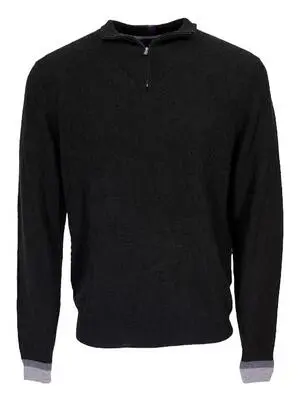 LORDS OF HARLECH Quinn Quarter-Zip Merino Wool Sweater Black