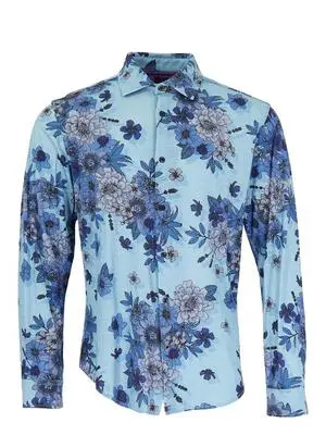 LORDS OF HARLECH Sherlock Tailored Merino Wool Shirt - Valencia Floral Teal