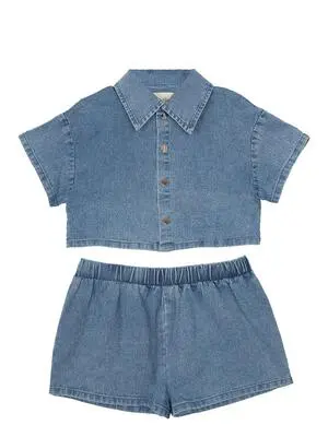 MABEL + HONEY Zoey Denim Two-piece Short Set - Blue