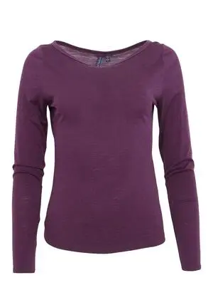 LORDS OF HARLECH Carly Merino Long Sleeve Boatneck Shirt - Plum