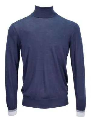 LORDS OF HARLECH Ronald Merino Wool Turtleneck Sweater - Navy