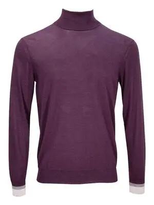 LORDS OF HARLECH Ronald Merino Wool Turtleneck Sweater - Plum