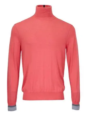 LORDS OF HARLECH Ronald Merino Wool Turtleneck Sweater - Rose