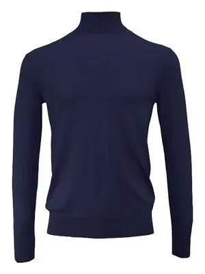 LORDS OF HARLECH Ronan Merino Wool Turtleneck Sweater Navy