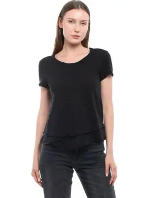 WILT CLOTHING Short Sleeve Mock Layer Tee - Black