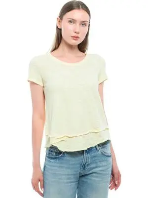 WILT CLOTHING Short Sleeve Mock Layer Tee - Daffodil