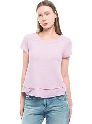 WILT CLOTHING Short Sleeve Mock Layer Tee - Mauve Mist