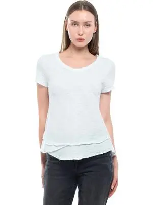 WILT CLOTHING Short Sleeve Mock Layer Tee - White