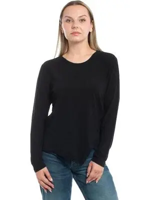 WILT CLOTHING Long Sleeve Henley Mock Double Layer Tee - Black