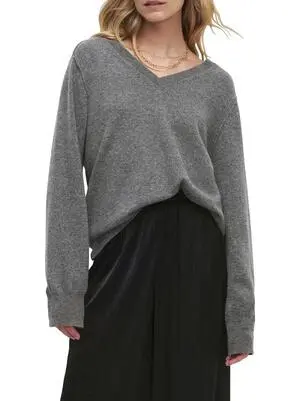 FAVORITE DAUGHTER The Ryann V-neck Cashmere Sweater - Heather Grey
