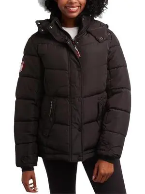 CANADA WEATHER GEAR Quilted Heavyweight Puffer Parka Coat Black