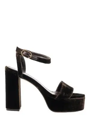ANDREA GOMEZ Becka Velvet Platform Sandals - Chocolate