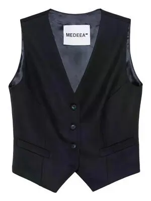 MEDEEA Button-front Waistcoat - Blue