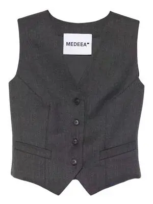 MEDEEA Button-front Waistcoat - Grey