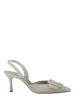 Manolo Blahnik 70mm Maysli Slingback Pumps - Grey