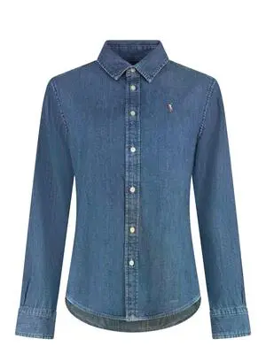 Polo Ralph Lauren Slim-fit Denim Shirt With Embroidered Pony - Blue