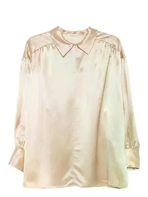 BY MALENE BIRGER Long-sleeve V-neck Blouse - Gold