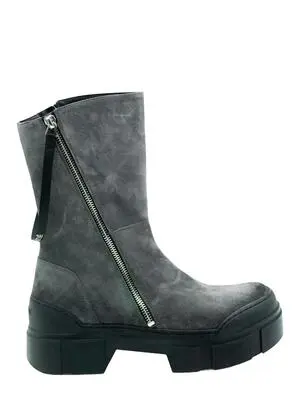 VIC MATIE Roccia Zip-up Leather Ankle Boots - Grey